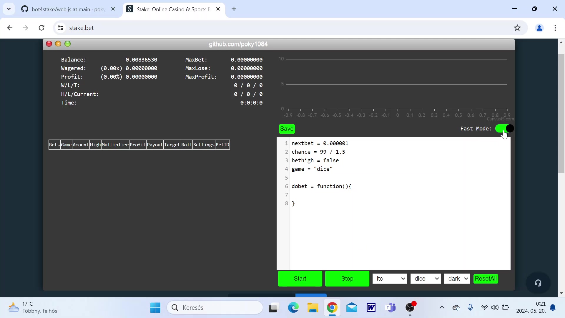 Stake.com bot installing by poky1084 (bot4stake) - COS.TV