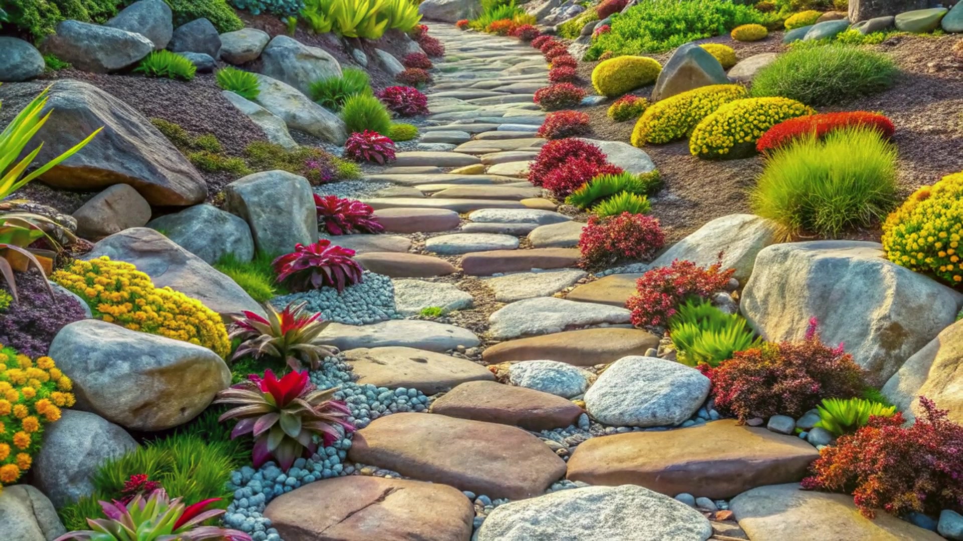 Big rock walkway with small colorful plants🌹🌼🌷🍀🌞🌾🌿☘️🌹🌺🌲🌳🚳🎵🎶🎞️📽️💯 ️.mp4 ...