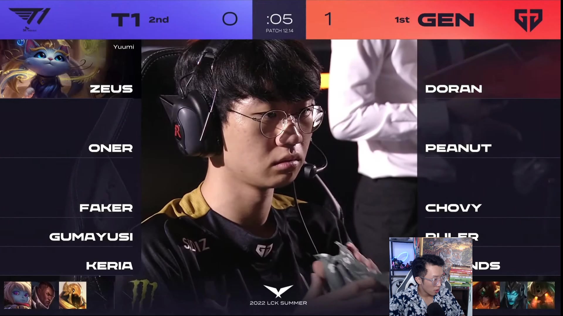 REACTION T1 VS GEN.G GAME ,CHOVY OUT TRÌNH FAKER, GAME NHẠT (LMHT) CHUNG KẾT LCK MÙA HÈ 2022 ...