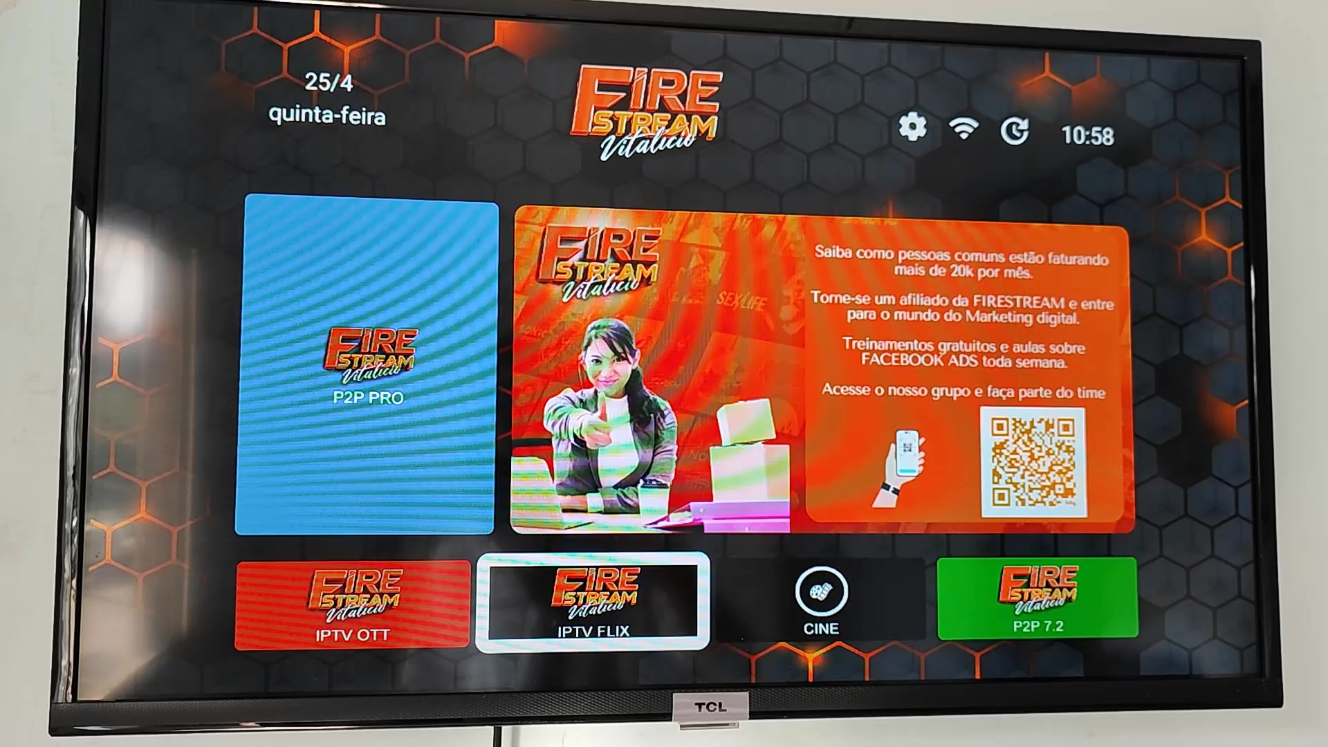 APARELHO FIRESTREAM VITALICIO LIGADO NA TV MOSTRANDO CANAIS, FILMES E ...