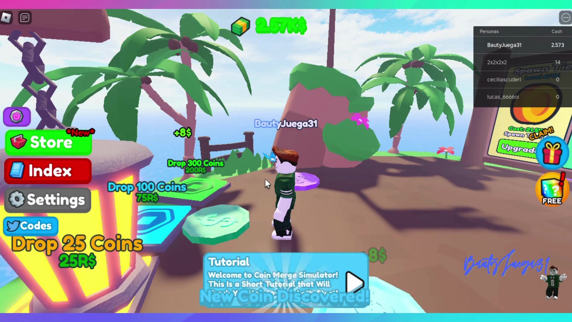 Jugando en Roblox LV ([UPD!] Coin Merge Simulator!) #BallenitaFeliz ...